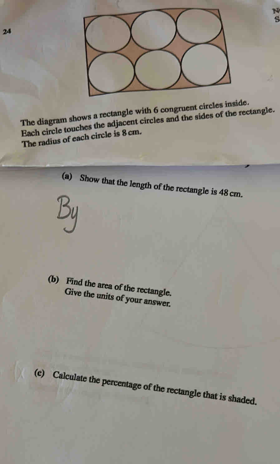 Solved: The diagram shows a rectangle with 6 congruent circles inside ...