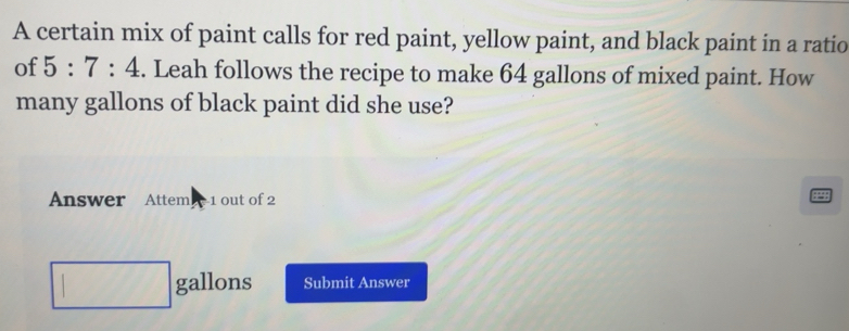 Solved: A certain mix of paint calls for red paint, yellow paint, and ...