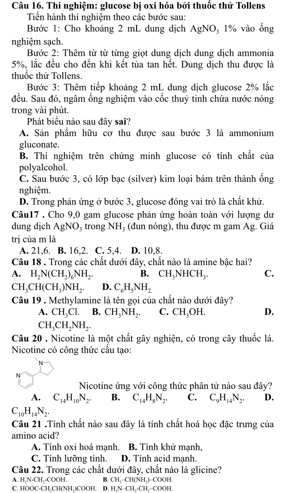 Giải quyết:Thí nghiệm: glucose bị oxi hóa bởi thuốc thử Tollens Tiến ...