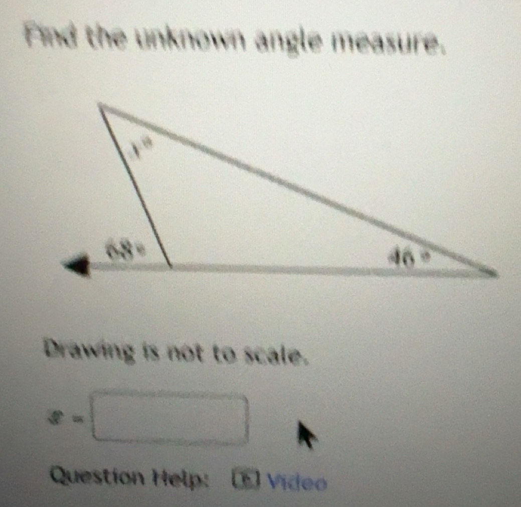 Solved: Find the unknown angle measure. Drawing is not to scale. x ...