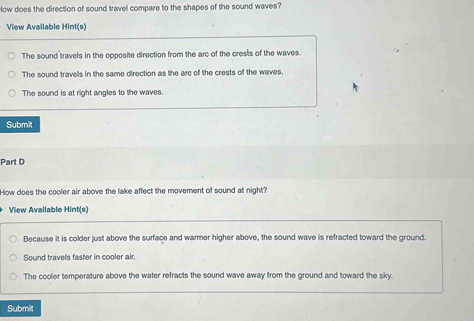 Solved: How does the direction of sound travel compare to the shapes of ...