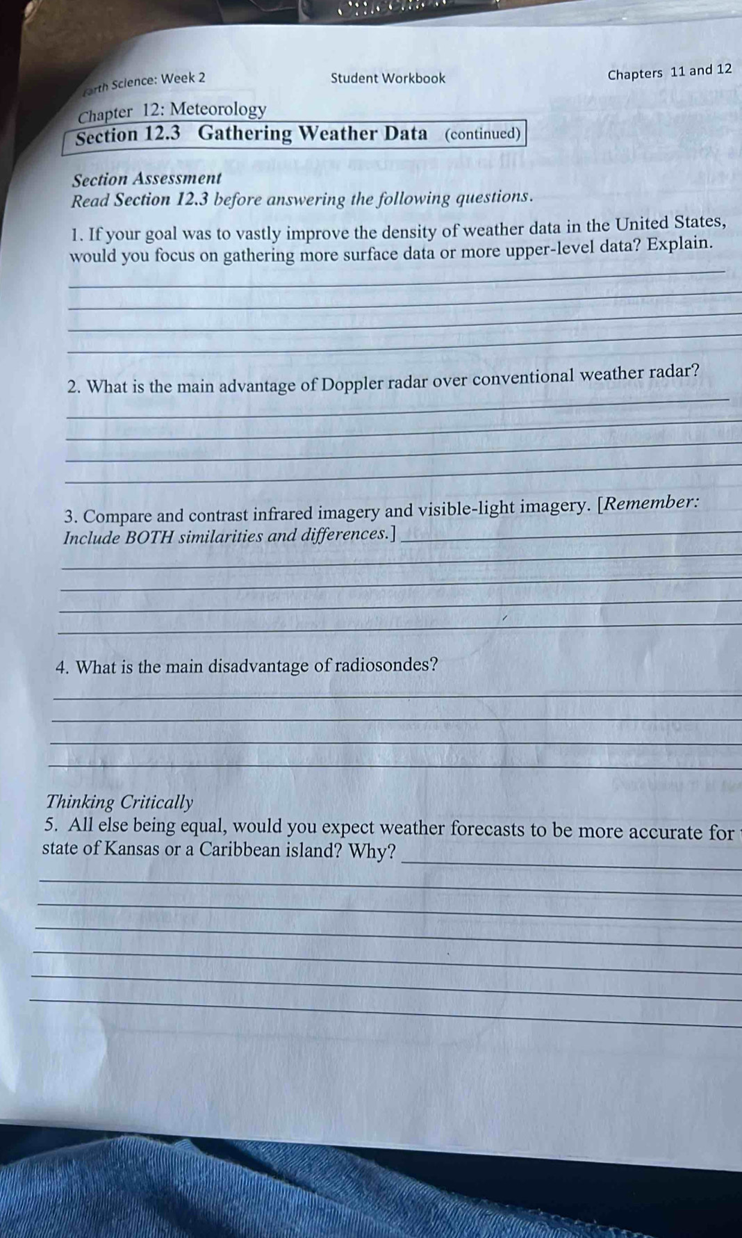 Solved: forth Science: Week 2 Student Workbook Chapters 11 and 12 ...