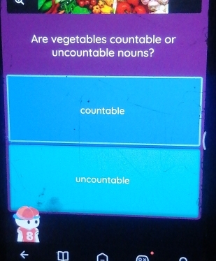 Resuelto:Are vegetables countable or uncountable nouns? countable ...