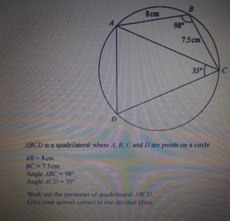 تم الحل:ABCD is a quadrilateral where A, B, C and D are points on a ...