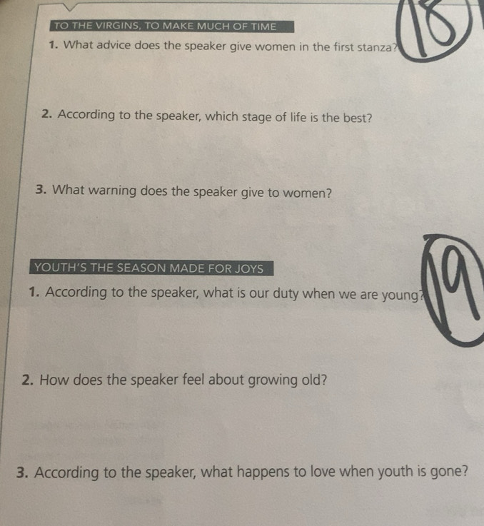 Solved: TO THE VIRGINS, TO MAKE MUCH OF TIME 1. What advice does the ...