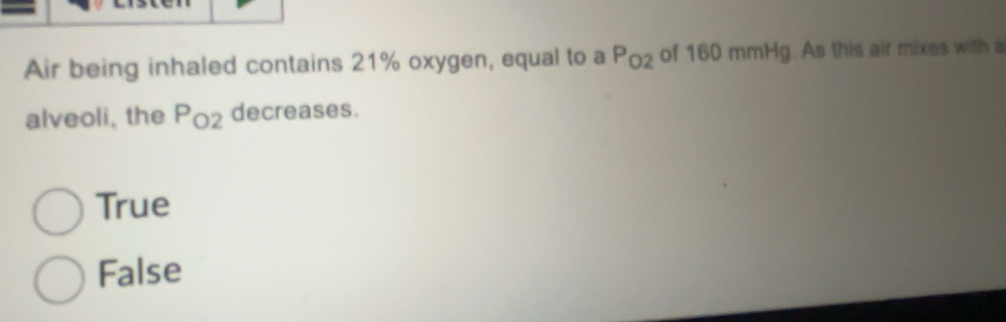 Solved: Air being inhaled contains 21% oxygen, equal to a P_O2 of 160 ...
