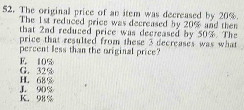 تم الحل:The original price of an item was decreased by 20%. The 1st ...