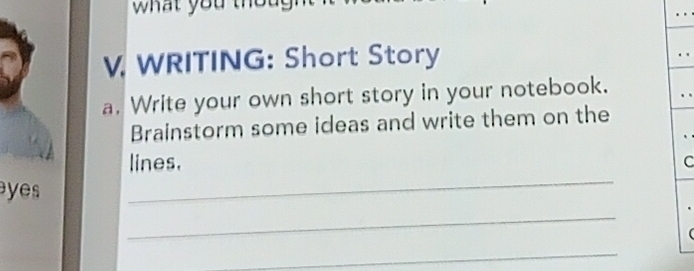 Resuelto:what you tha V. WRITING: Short Story a. Write your own short ...