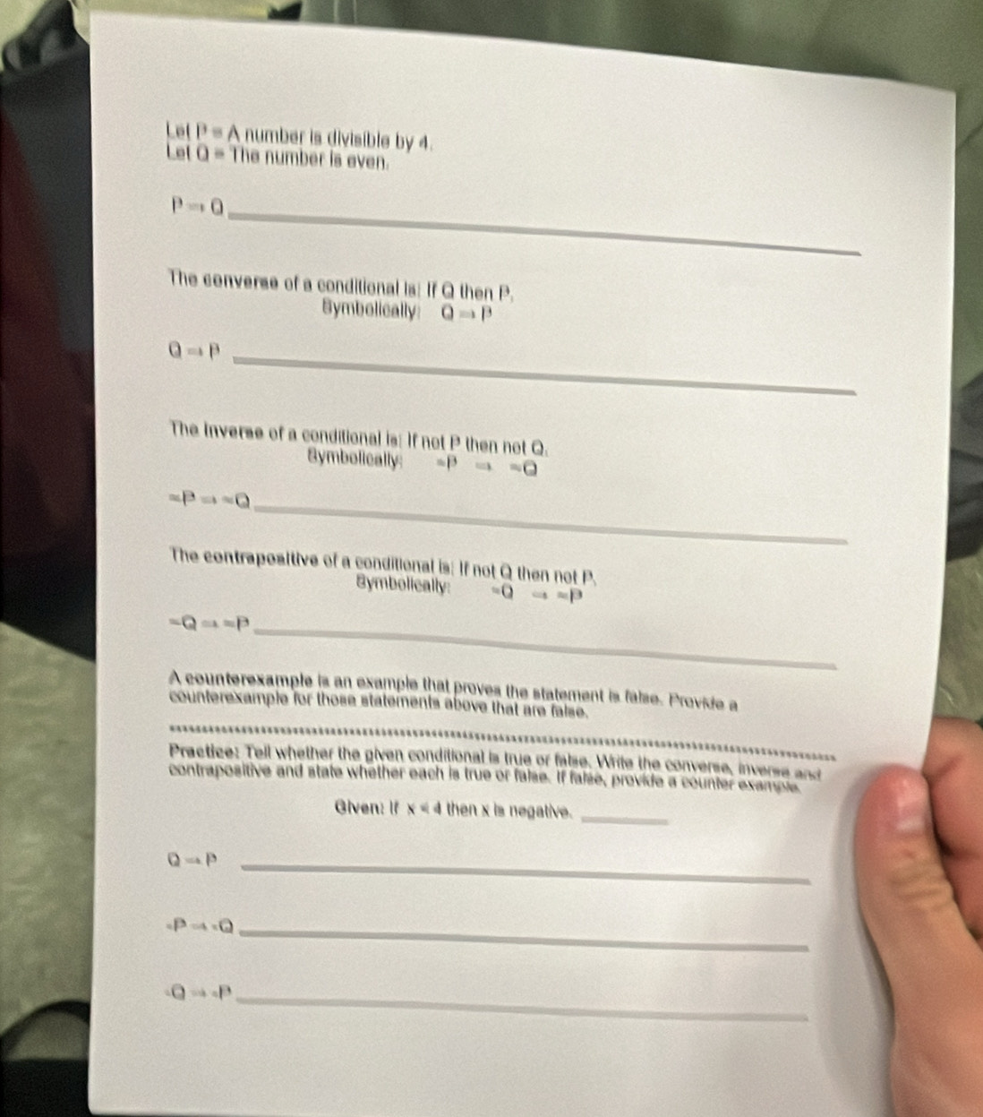 Solved: Let P= A number is divisible by 4. Lot a= The number is even ...