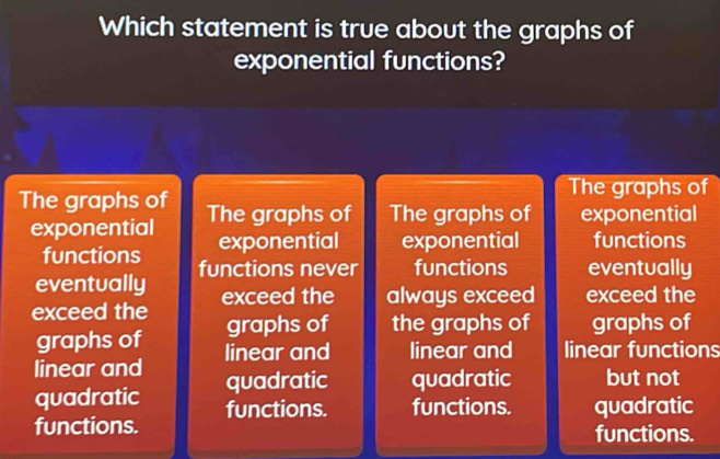 Solved: Which statement is true about the graphs of exponential ...