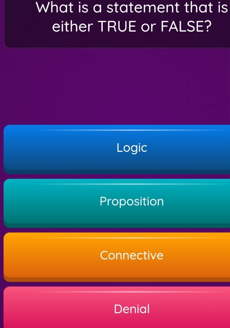 Solved: What is a statement that is either TRUE or FALSE? Logic ...