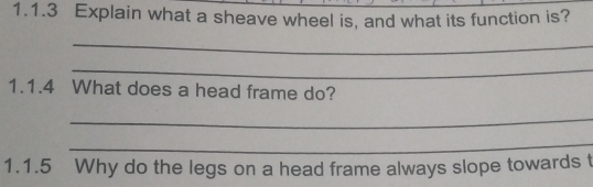 Solved: Explain what a sheave wheel is, and what its function is? _ _ 1 ...