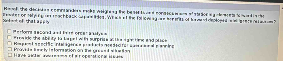 Solved: Recall the decision commanders make weighing the benefits and ...