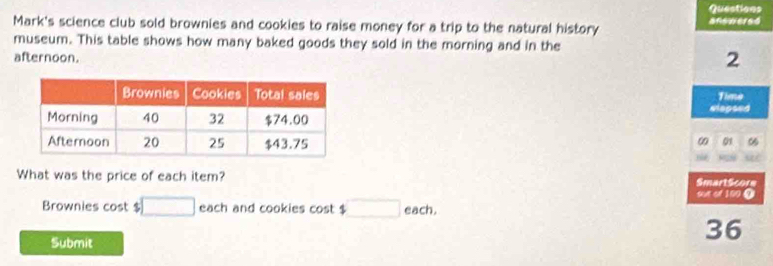 Solved: Questions Mark's science club sold brownies and cookies to ...