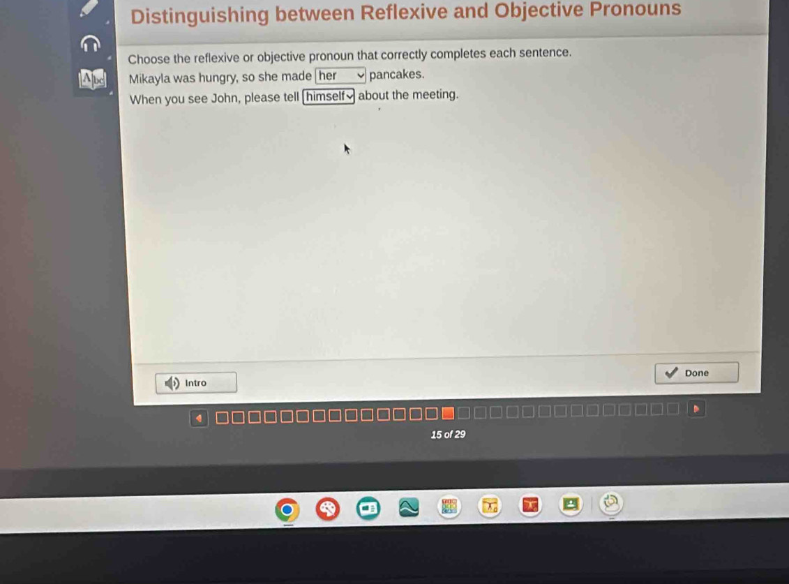 Solved: Distinguishing between Reflexive and Objective Pronouns Choose ...