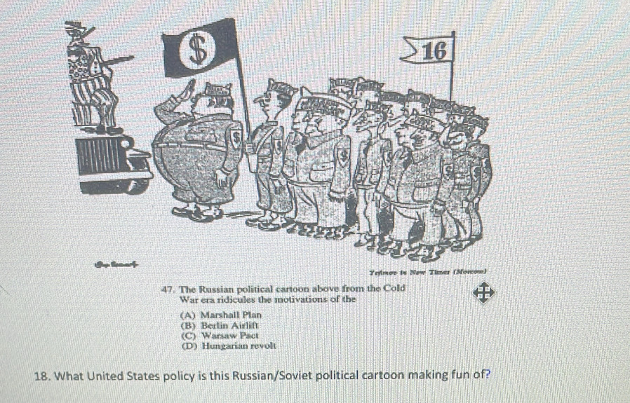 Solved: The Russian political cartoon above from the Cold War era ...