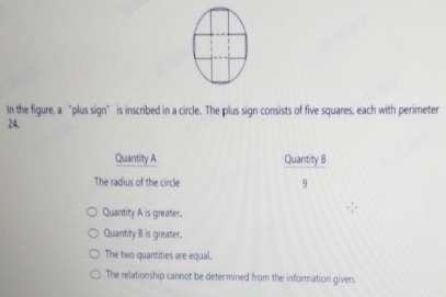Solved: In the figure, a “plus sign” is inscribed in a circle. The plus ...