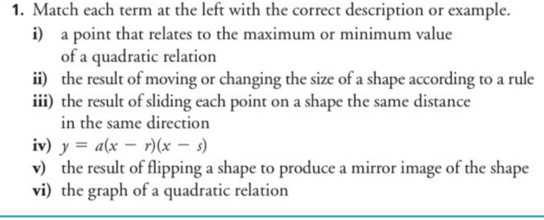 Solved: Match each term at the left with the correct description or ...