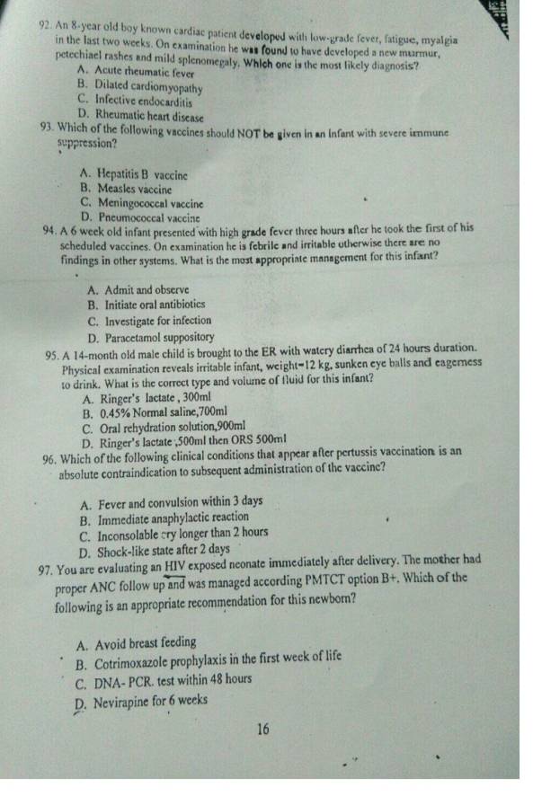 Gelöst:An 8-year old boy known cardiac patient developed with low-grade ...