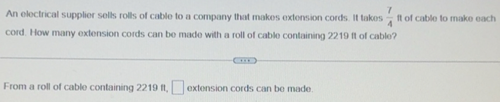 Solved: An electrical supplier sells rolls of cable to a company that ...