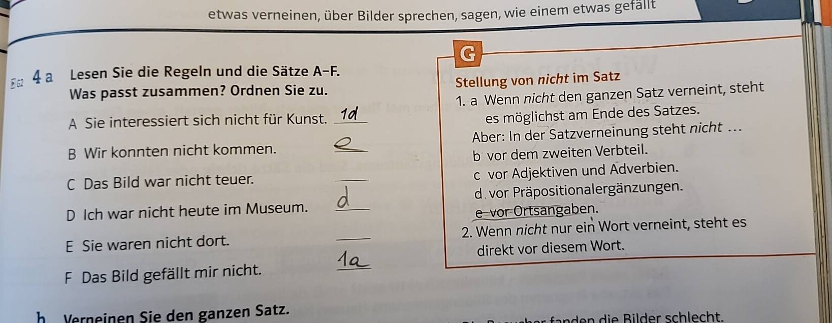 Gelöst:etwas verneinen, über Bilder sprechen, sagen, wie einem etwas ...