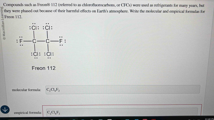 Solved: Compounds such as Freon® 112 (referred to as ...