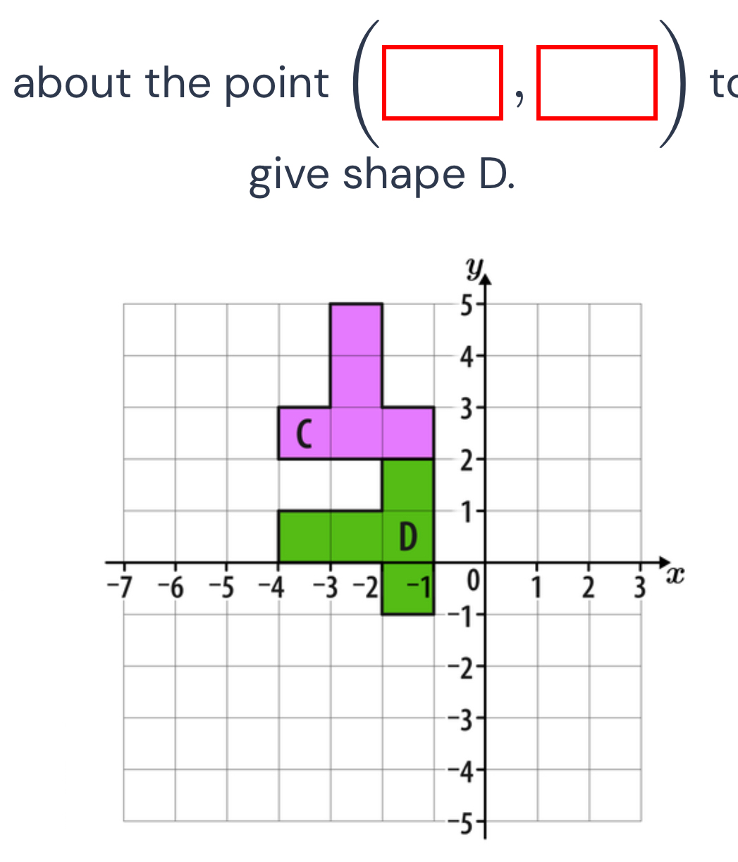 Solved: about the point ( , ) tc give shape D. [Math]