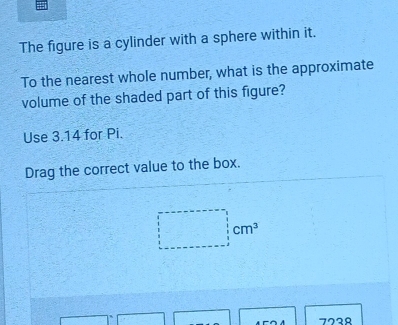 Solved: The figure is a cylinder with a sphere within it. To the ...