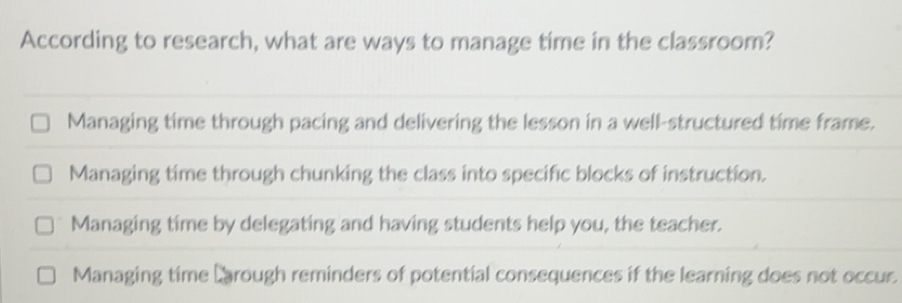 Solved: According to research, what are ways to manage time in the ...