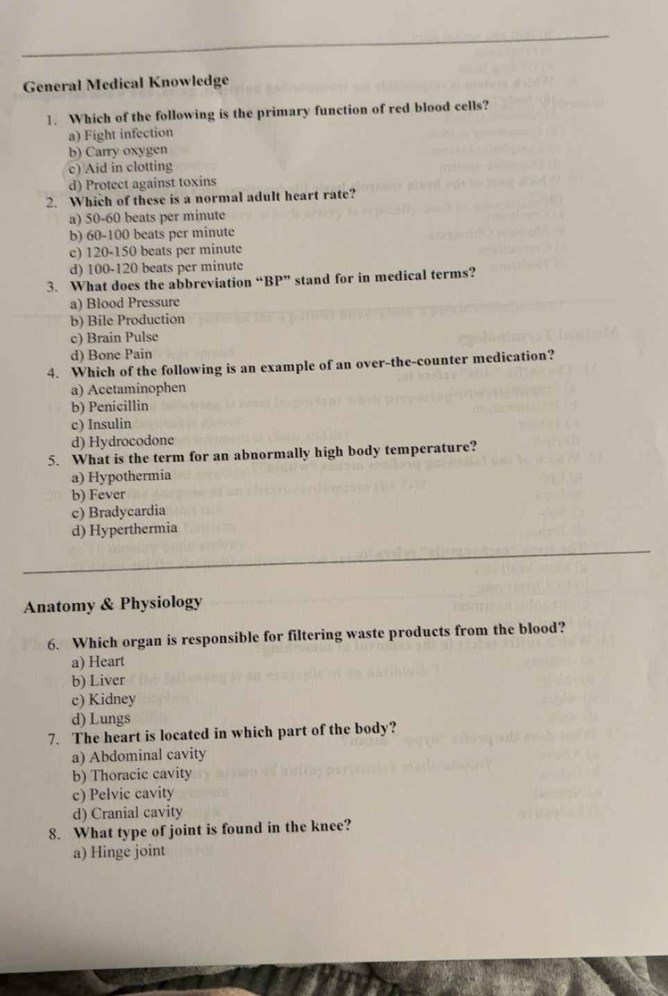 Solved: General Medical Knowledge 1. Which of the following is the ...