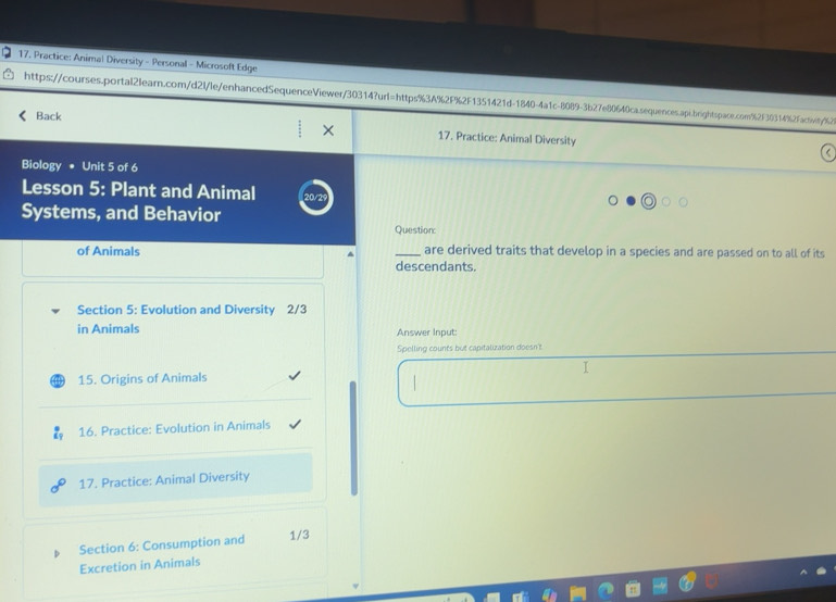 Solved: 17, Practice: Animal Diversity - Personal - Microsoft Edge ...