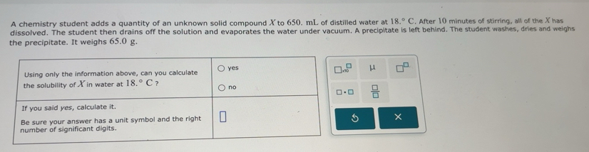 Solved: A chemistry student adds a quantity of an unknown solid ...
