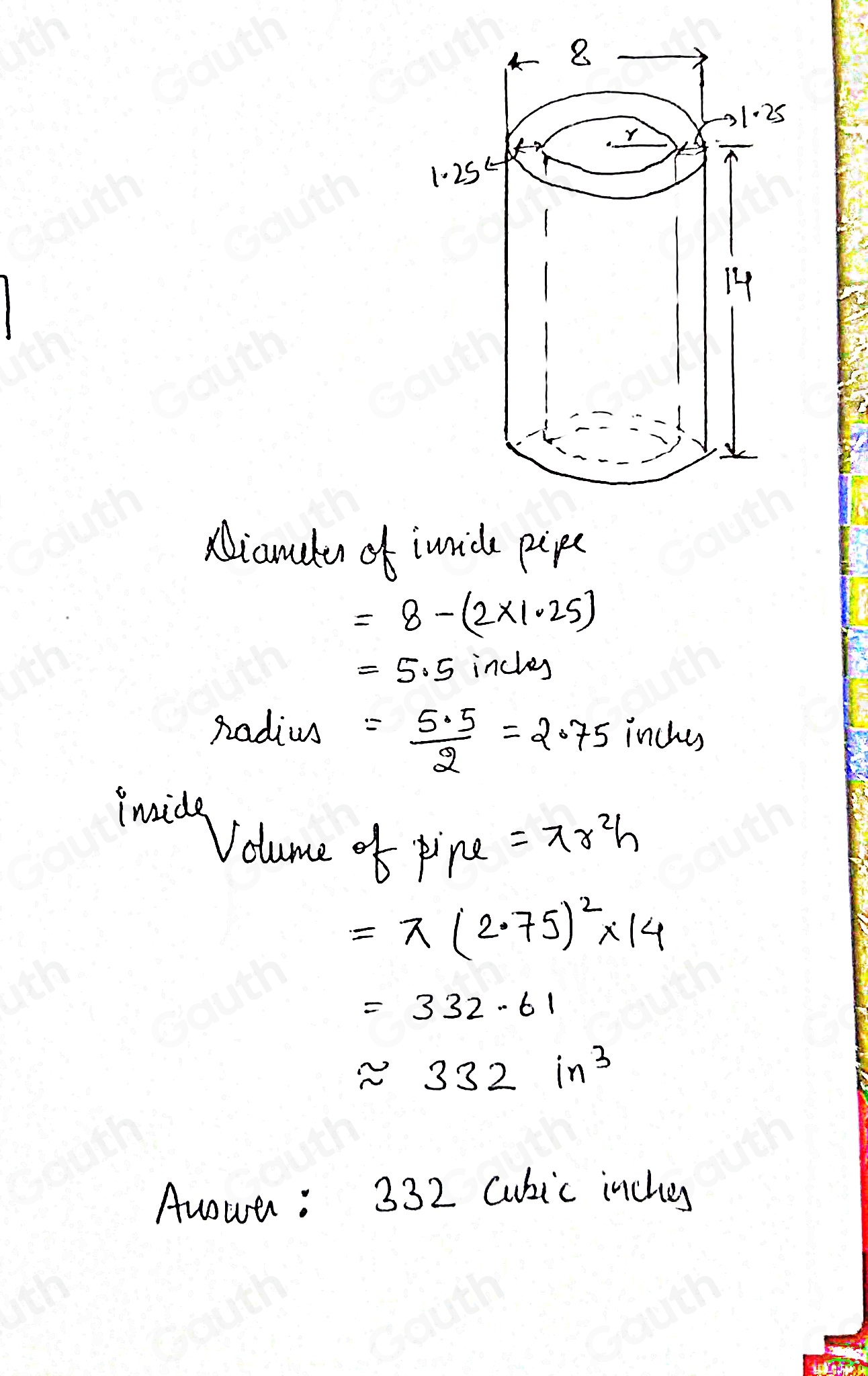 Solved: A cylindrical piece of iron pipe is shown below. The wall of ...