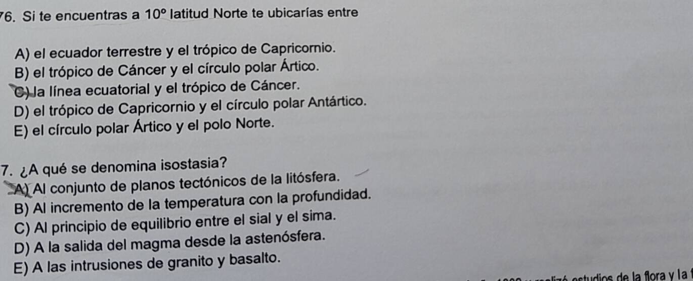 Resuelto:Si te encuentras a 10° latitud Norte te ubicarías entre A) el ...