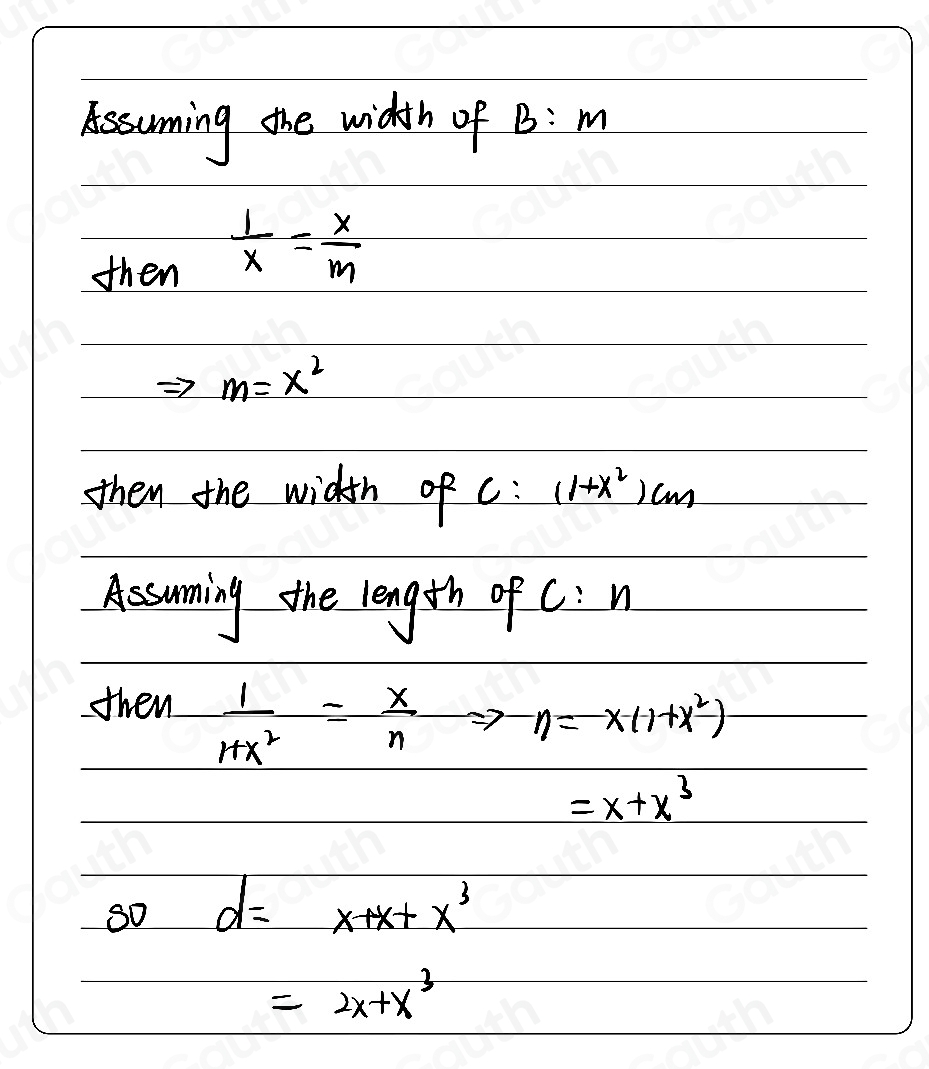 Solved: Rectangles A, B and C are similar. Work out an expression for d ...