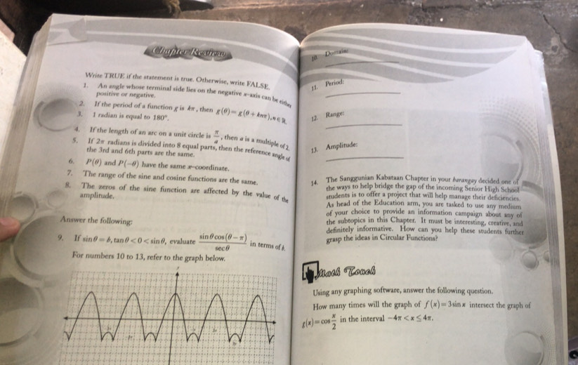 Solved: Chafter Review Domain _ 10 Write TRUE if the statement is true ...