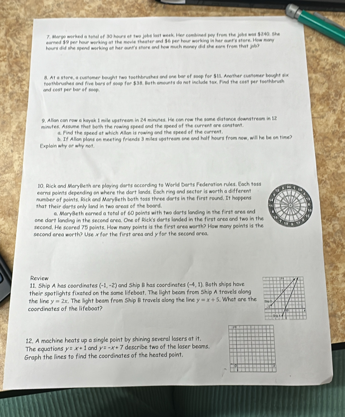 Solved: Margo worked a total of 30 hours at two jobs last week. Her ...