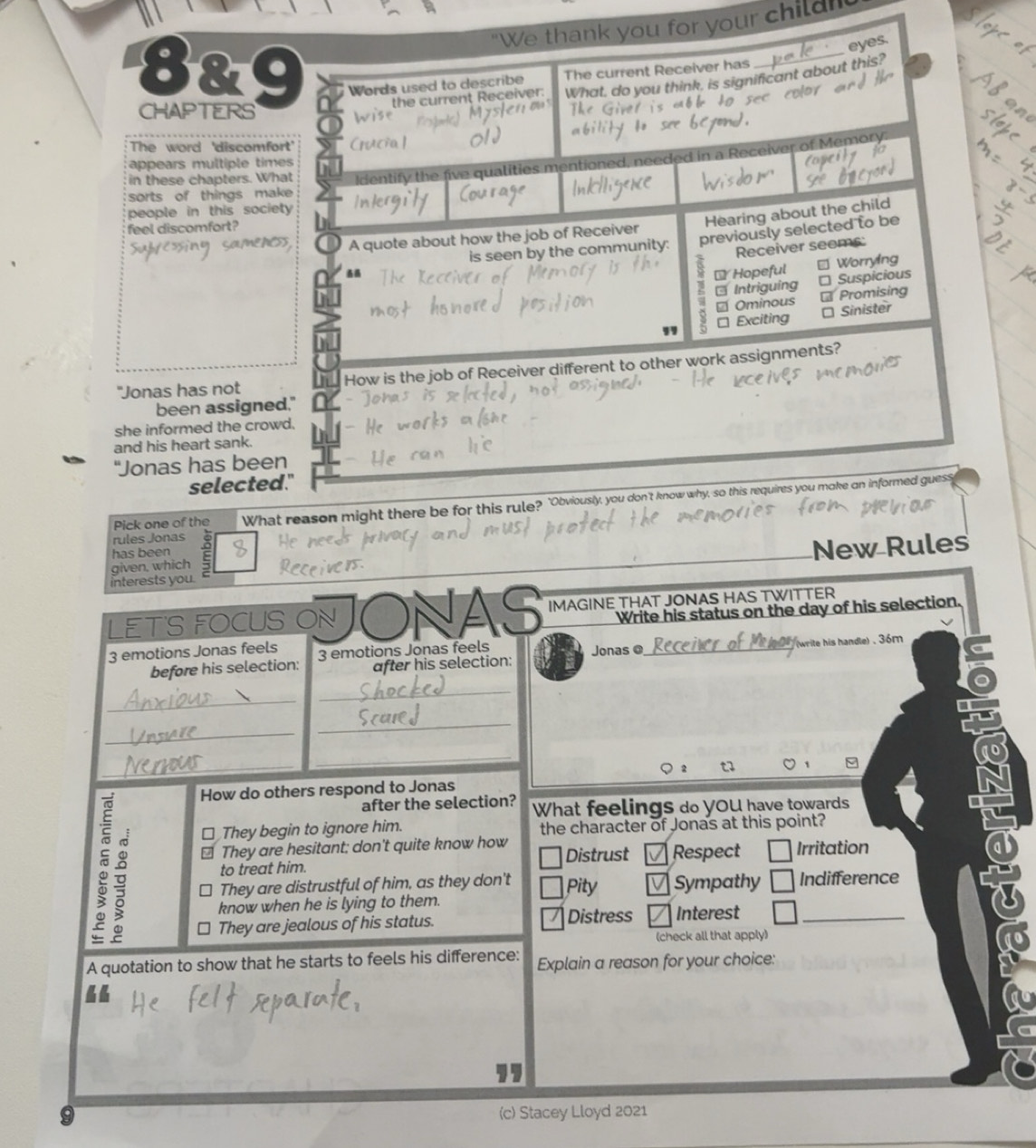 Solved: "We thank you for your child" eyes. 8a9 Words used to describe ...