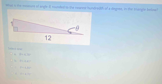 Solved: What is the measure of angle θ, rounded to the nearest ...