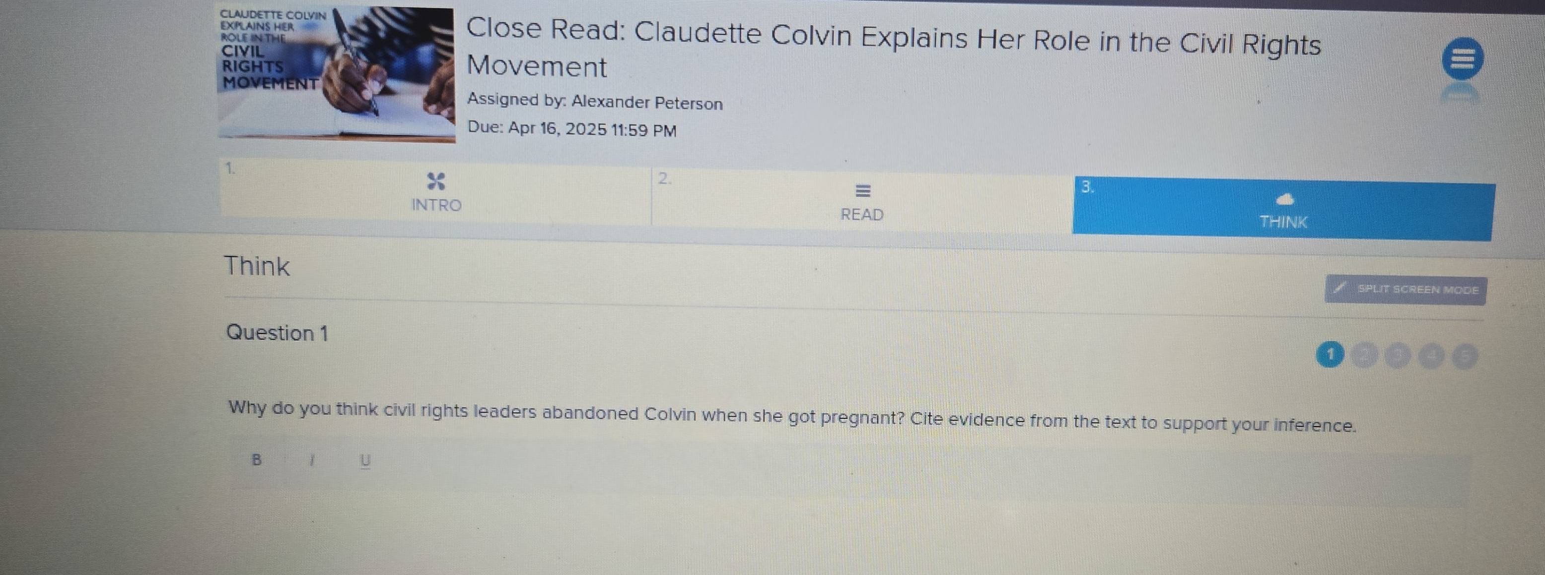 Solved: Close Read: Claudette Colvin Explains Her Role in the Civil ...