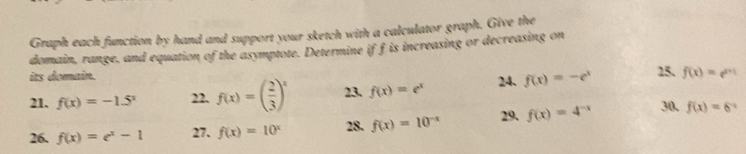 Solved: Graph each function by hand and support your sketch with a ...