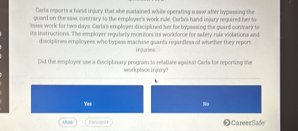 Solved: Carla reports a hand injury that she sustained while operating ...