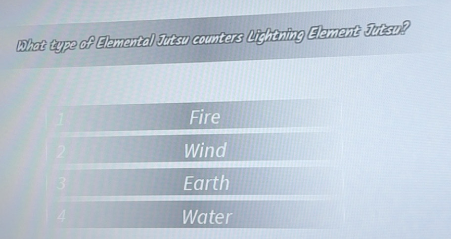 Solved: What type of Elemental Jutsu counters Lightning Element Jutsu ...