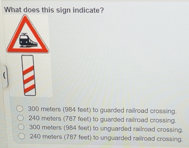 Gelöst:What does this sign indicate? 300 meters (984 feet) to guarded ...