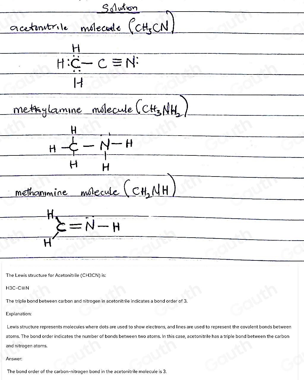 Solved: Draw Lewis structures for the acetonitrile molecule (CH_3CN ...