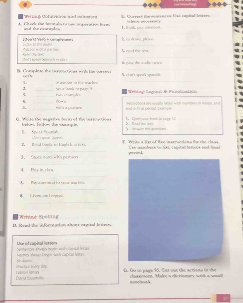Resuelto:surroundia Writing: Coherence and cohesion E. Correct the ...