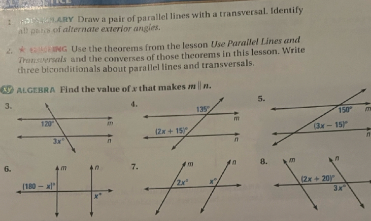 Solved: OINRARY Draw a pair of parallel lines with a transversal ...