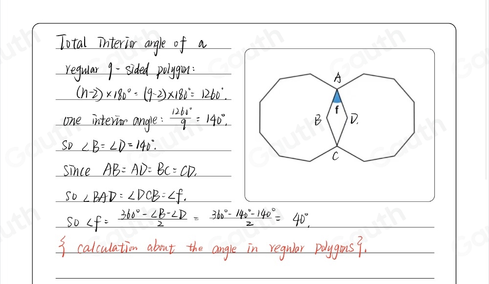 Solved: Two identical, overlapping, regular 9 - sided polygons are ...