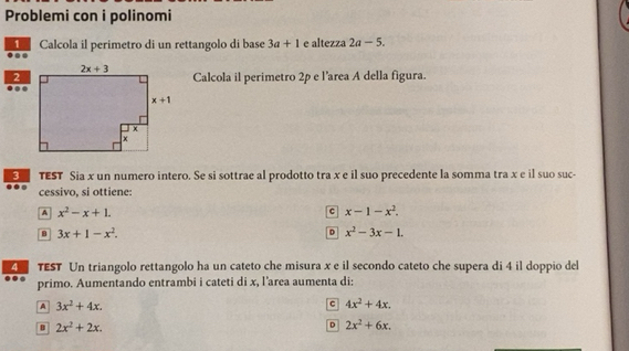Risolto:Problemi con i polinomi 1 Calcola il perimetro di un rettangolo ...