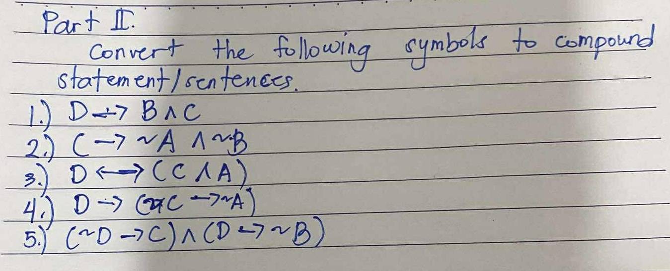 Solved: convert the following symbols to compound statement/scnfences ...
